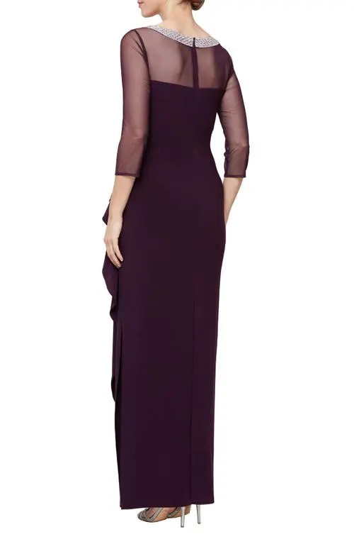 alex evenings eggplant dress Alex Evenings Eggplant Purple Embroidered Lace Mock Two-Piece Gown Sz 14  $229
