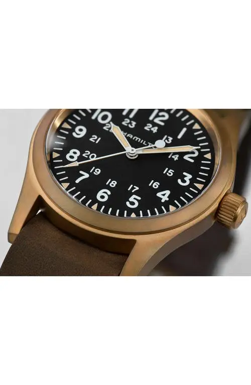 Hamilton Khaki Field Mechanical Leather Strap Watch - Brown