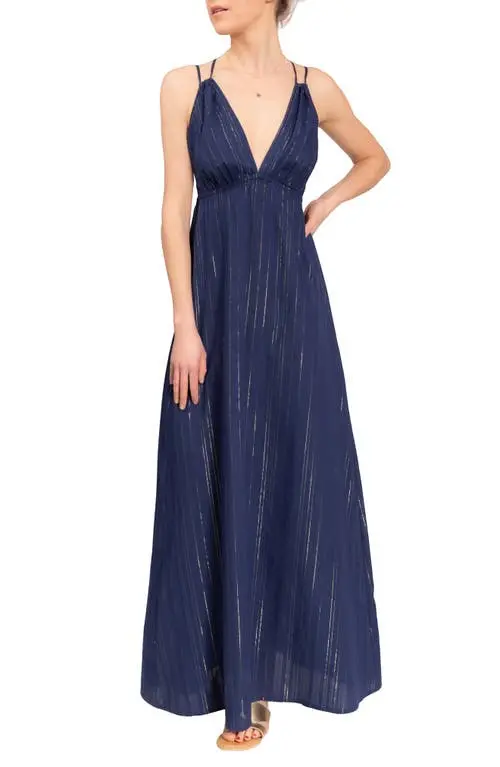 EVERYDAY RITUAL Hazel Long Cotton Nightgown - Midnight Shimmer