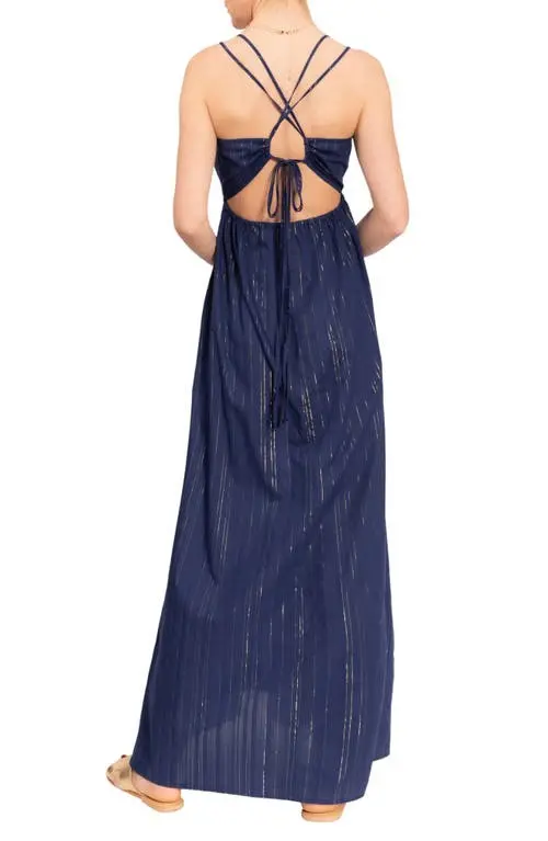 EVERYDAY RITUAL Hazel Long Cotton Nightgown - Midnight Shimmer