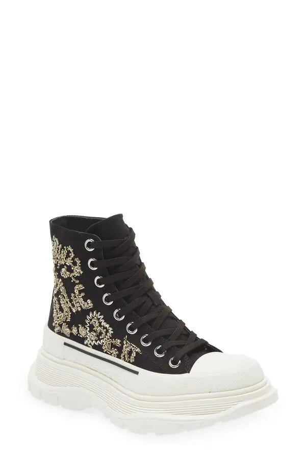Alexander McQueen Tread Slick Embroidered Graffiti High Top Sneakers