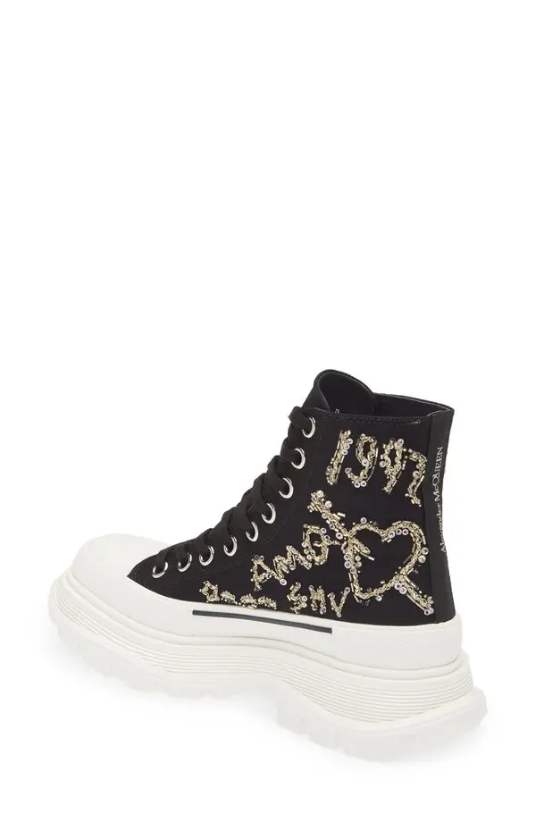 Alexander McQueen Tread Slick Embroidered Graffiti High Top Sneakers