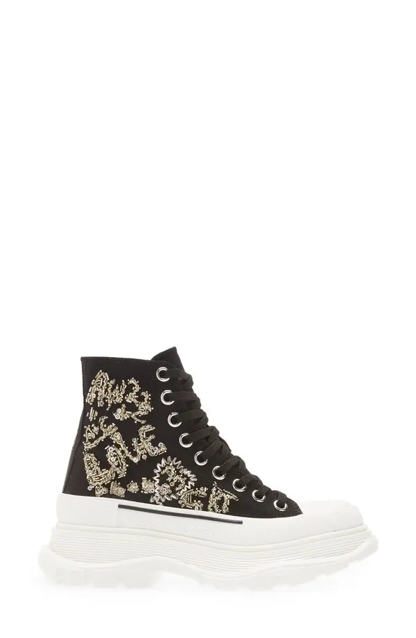 Alexander McQueen Tread Slick Embroidered Graffiti High Top Sneakers