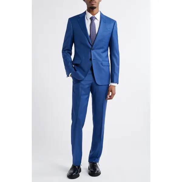 Emporio Armani G Line Solid Blue Wool Suit - High Blue