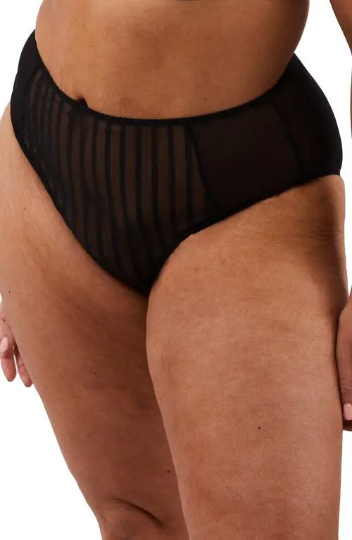 PLAYFUL PROMISES Curve High Waist Mesh Briefs - Black