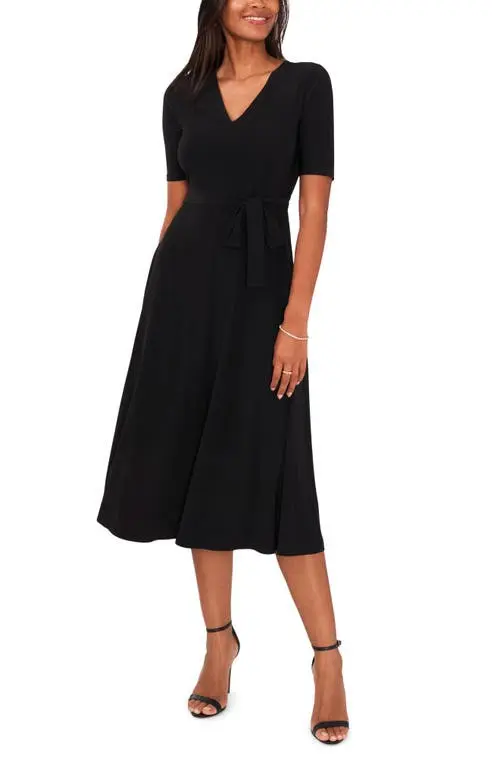 Chaus Tie Belt Midi Dress - Black