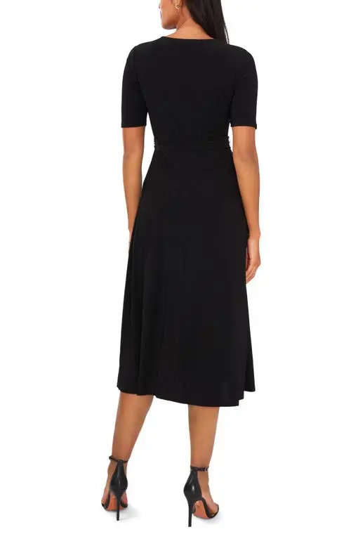 Chaus Tie Belt Midi Dress - Black