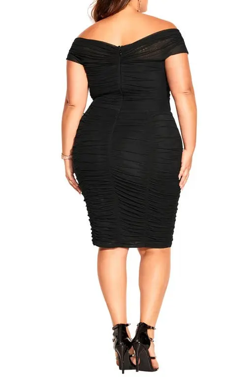 City Chic Sophia Ruched Off-the-shoulder Dress