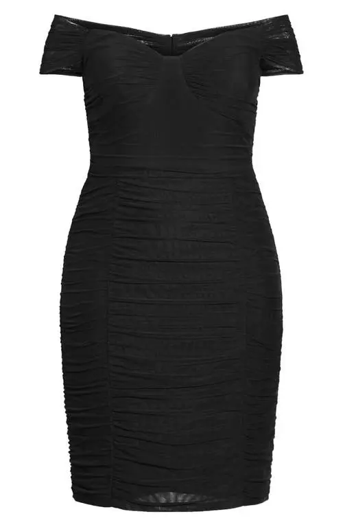 City Chic Sophia Ruched Off-the-shoulder Dress