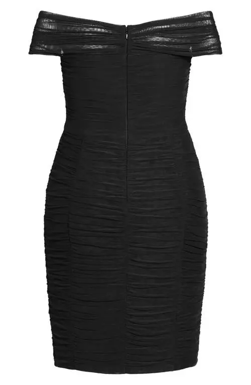 City Chic Sophia Ruched Off-the-shoulder Dress