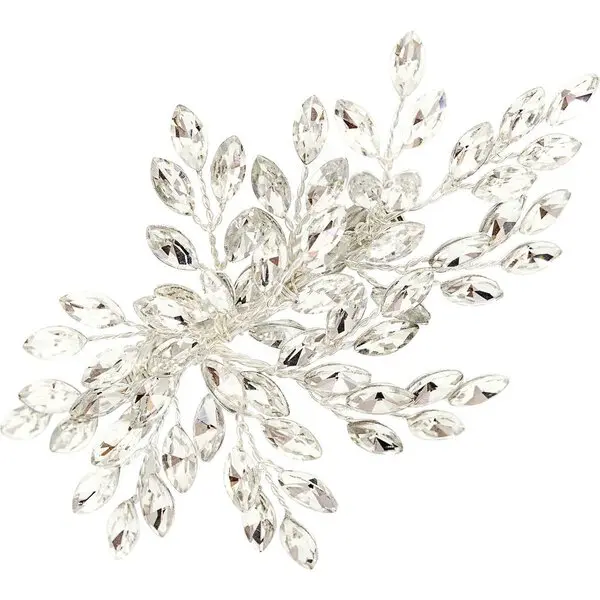 Brides & Hairpins Sahara Crystal Leaf Hair Clip - Silver