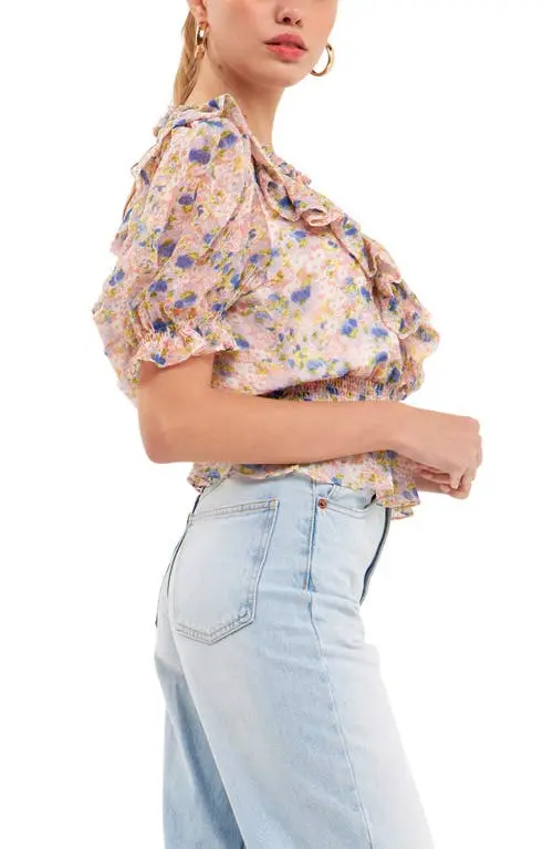 Endless Rose Smocked Ruffle Floral Blouse