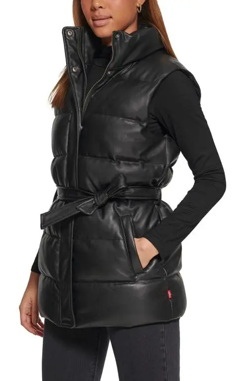 LEVI'S 361™ Faux Leather Puffer Vest With Belt