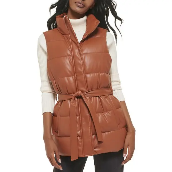 LEVI'S 361™ Faux Leather Puffer Vest With Belt