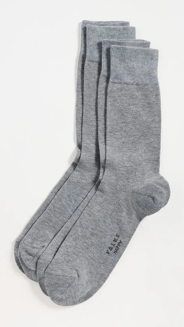Falke Happy 2-pack Crew Socks - Light Grey Melange