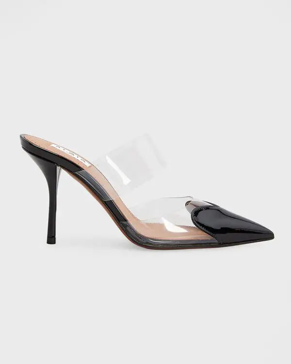 AlaïA Coeur Clear Cap-Toe Mules Noir Editorialist