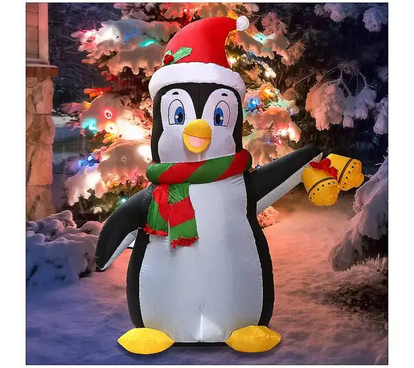 JOIEDOMI 5-ft Christmas Penguin Inflatable - One-color