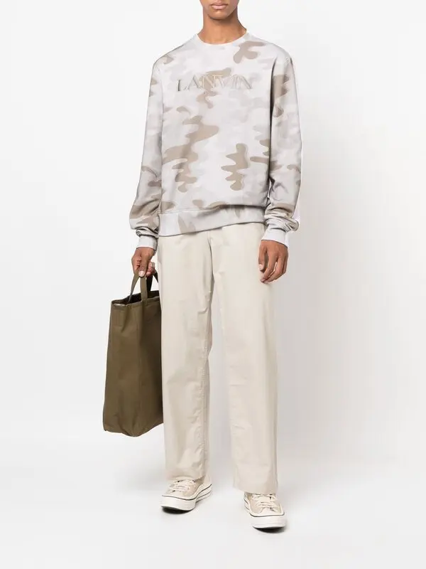 LANVIN Camouflage Print Embroidered Logo Sweatshirt