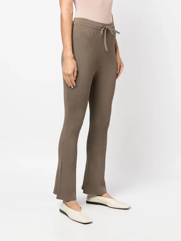 Nanushka Ribbed Knitted Cropped Trousers - Brown