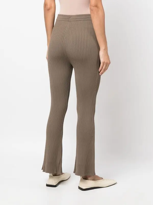 Nanushka Ribbed Knitted Cropped Trousers - Brown