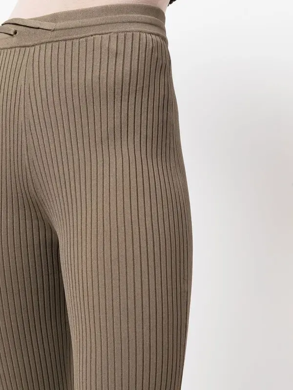 Nanushka Ribbed Knitted Cropped Trousers - Brown
