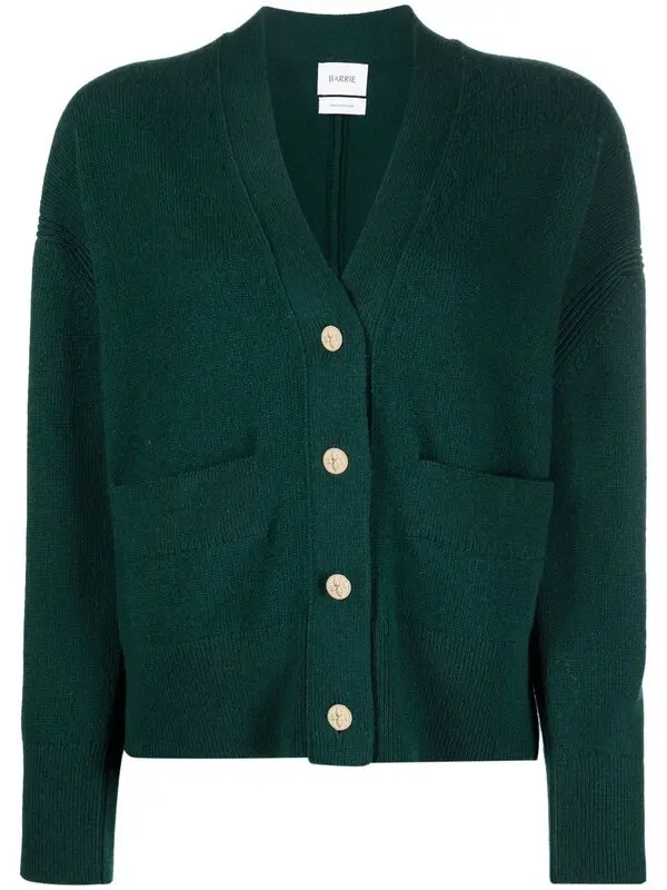 BARRIE V-neck Cashmere Cardigan - Green