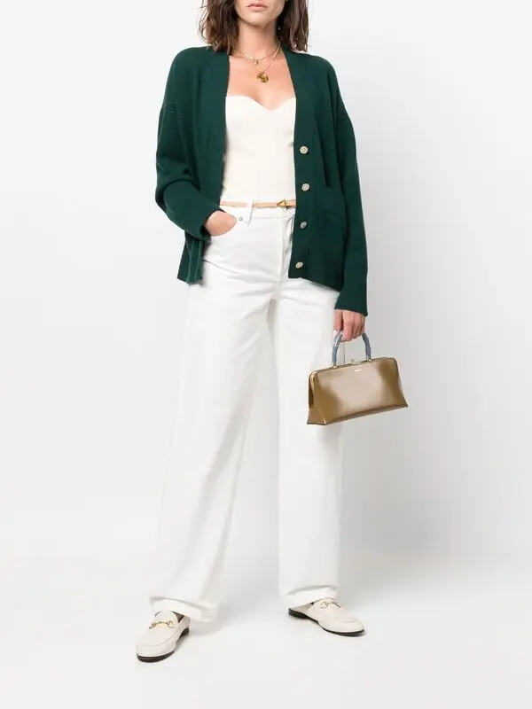 BARRIE V-neck Cashmere Cardigan - Green