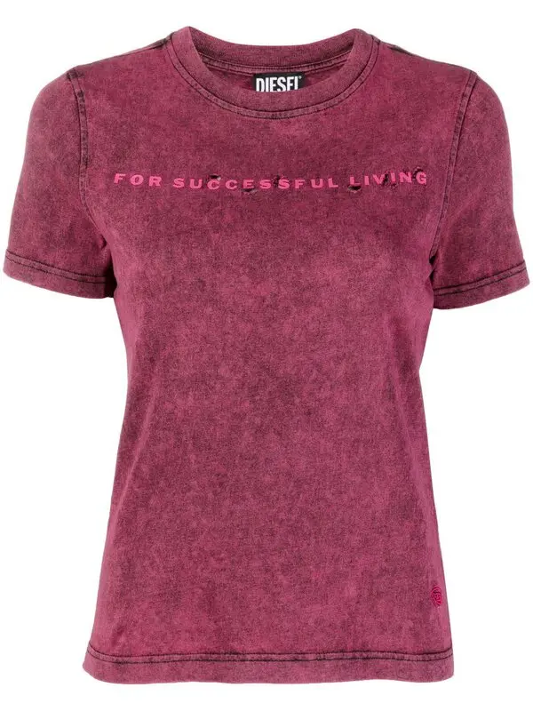 DIESEL® Slogan Print Distressed T-shirt
