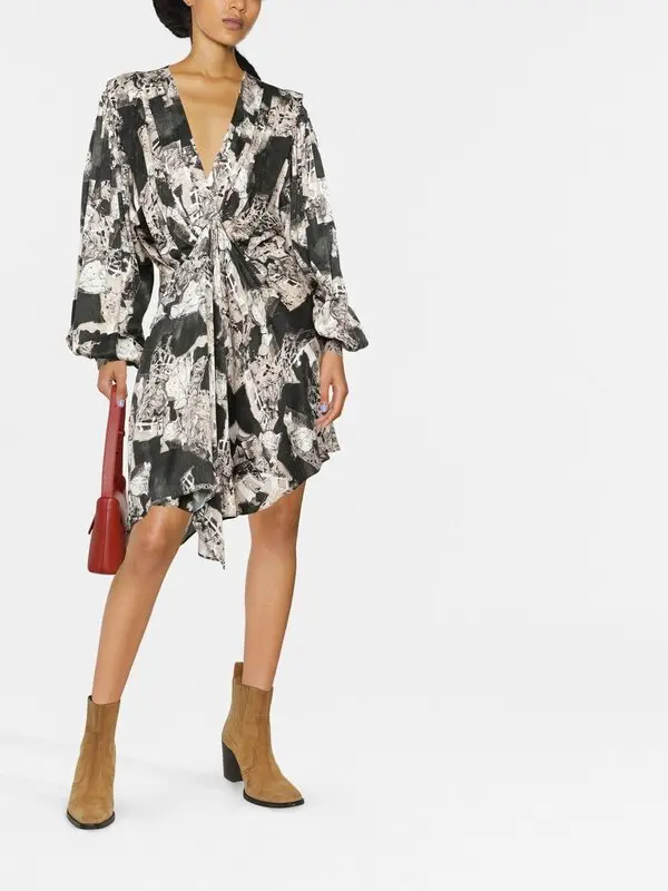 IRO PARIS Nirveli Printed Asymmetric Mini Dress