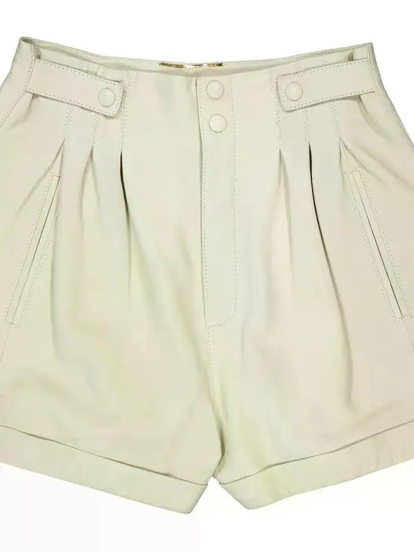 Saint Laurent High-waisted Leather Shorts - Neutrals