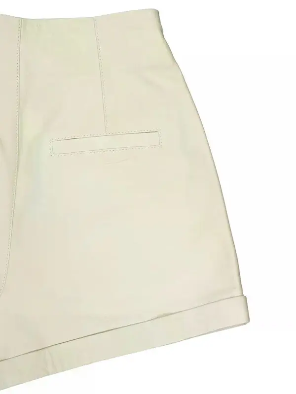 Saint Laurent High-waisted Leather Shorts - Neutrals
