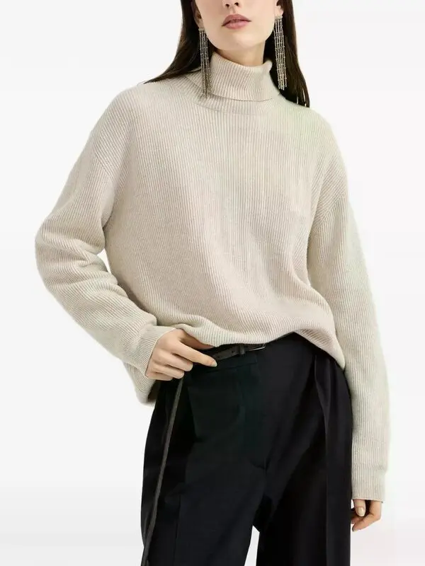 Brunello Cucinelli Ribbed Cashmere Jumper - Neutrals