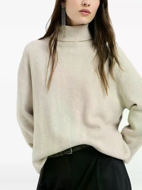 Brunello Cucinelli Ribbed Cashmere Jumper - Neutrals