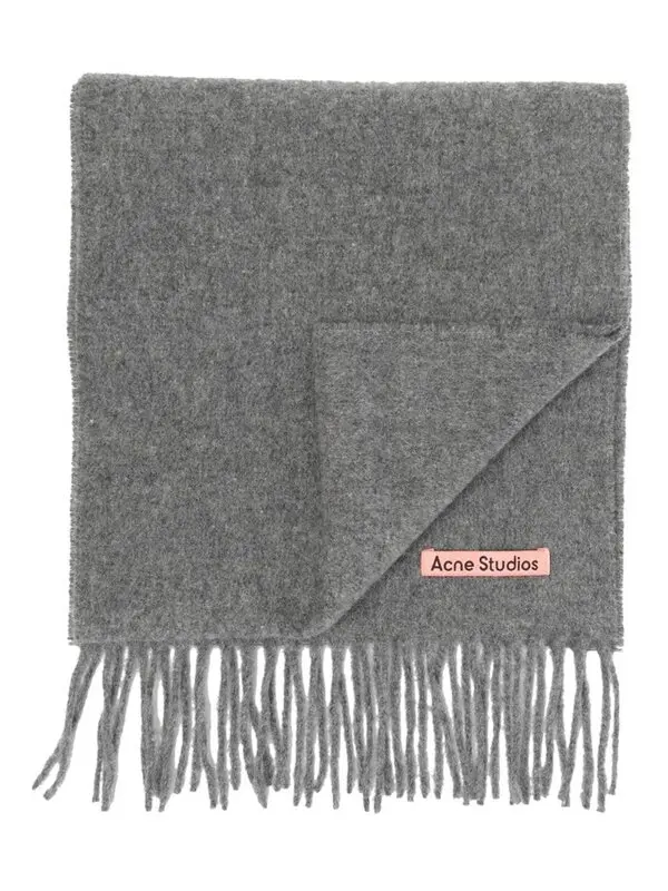Acne Studios Fringed Wool Scarf - Grey
