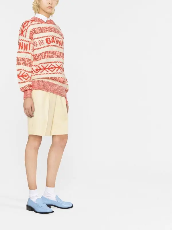 GANNI Intarsia-knit Wool Jumper - Orange