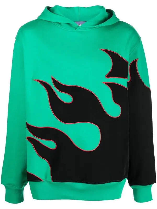 JUST DON Flame Print Cotton Hoodie