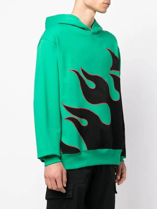 JUST DON Flame Print Cotton Hoodie