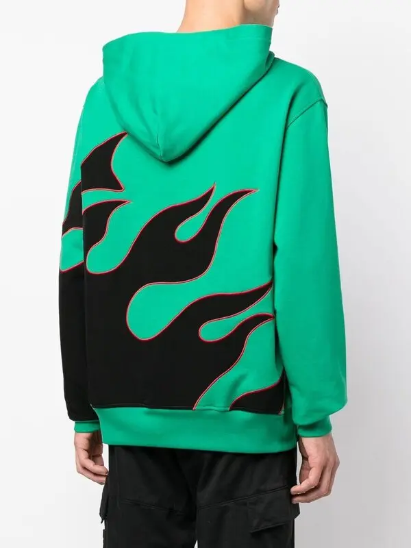 JUST DON Flame Print Cotton Hoodie