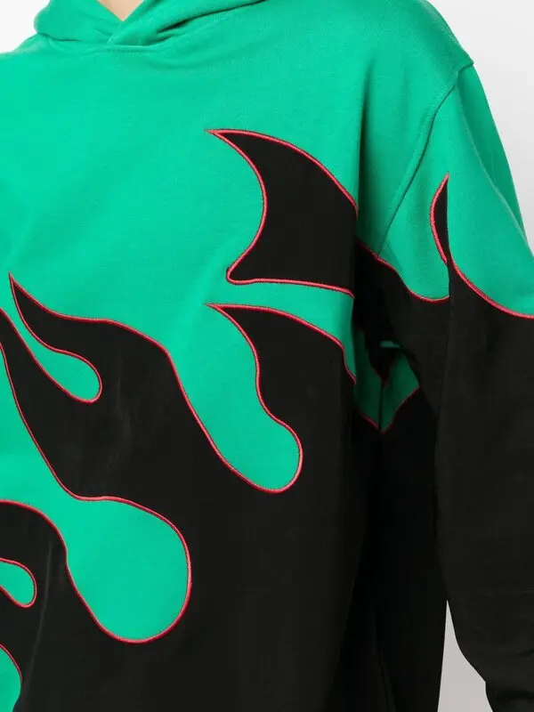 JUST DON Flame Print Cotton Hoodie