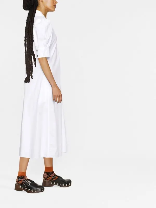 GANNI V-neck Organic Cotton Midi Dress