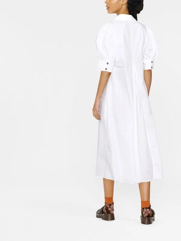 GANNI V-neck Organic Cotton Midi Dress