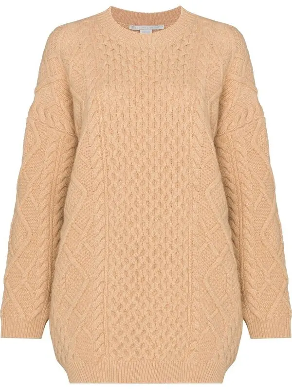 Stella McCartney Beige Virgin Wool Aran Knit Oversized Jumper