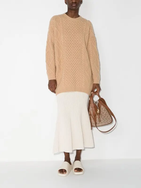 Stella McCartney Beige Virgin Wool Aran Knit Oversized Jumper