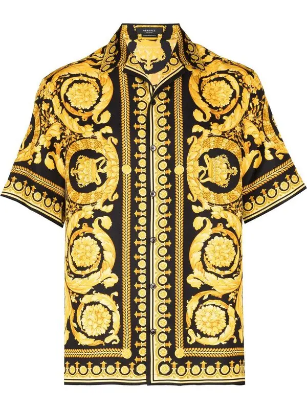 Versace Barocco-print Silk Shirt - Yellow