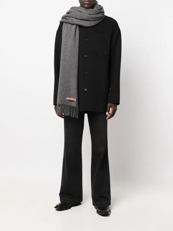 Acne Studios Fringed Wool Scarf - Grey