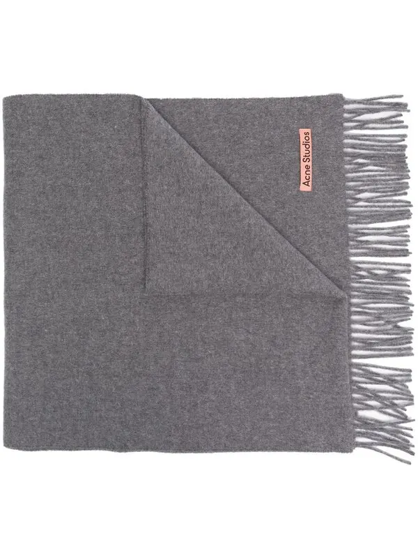 Acne Studios Fringed Wool Scarf - Grey