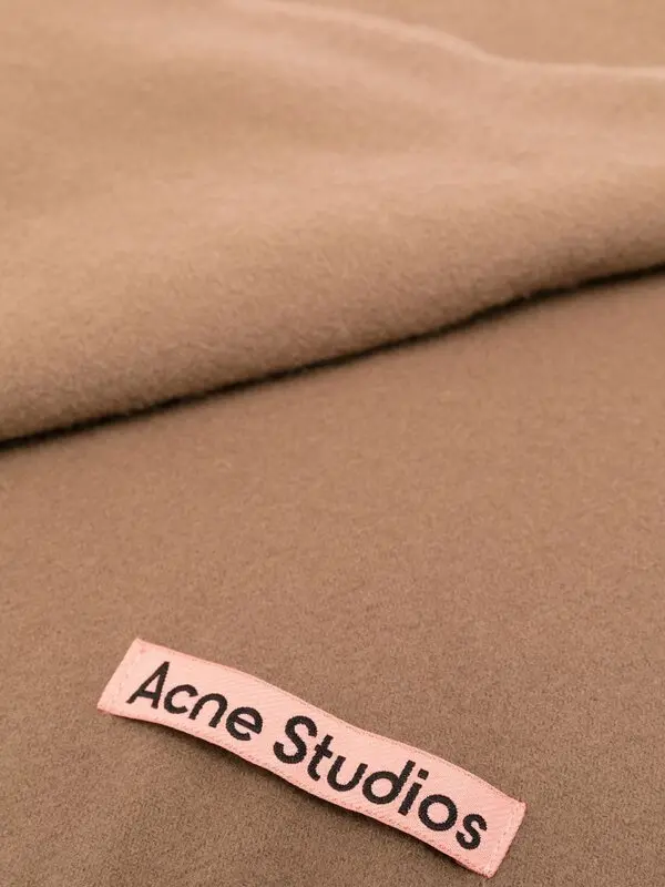 Acne Studios Logo-tag Frayed-edge Scarf - Brown
