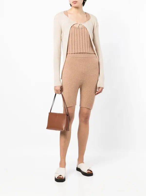 Cashmere In Love Mira Ribbed Merino-cashmere Shorts - Brown