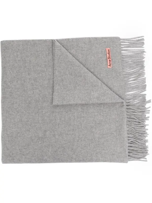 Acne Studios Oversize Fringe Wool Scarf - Grey