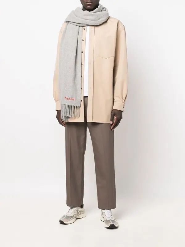 Acne Studios Oversize Fringe Wool Scarf - Grey